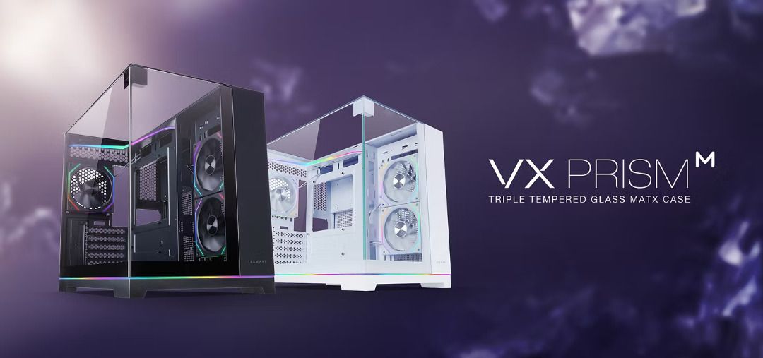 Tecware VX Prism M TG MATX Triple Glass Display Pre-installed with 3 x ...