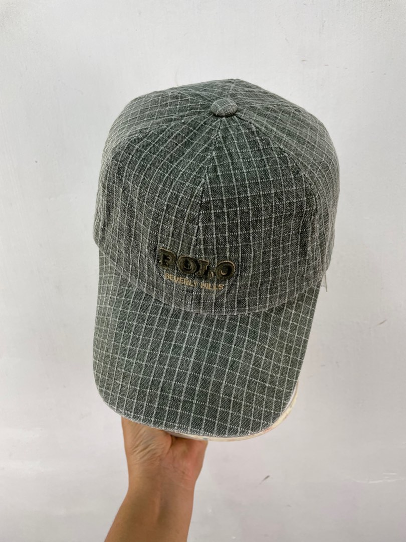 Vintage BHPC Polo Hat Check Polo RL Cap Leather Strap, Men's Fashion ...