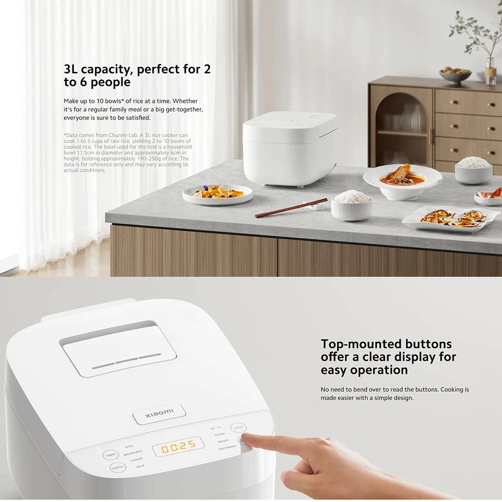 Xiaomi 3L Smart Multifunctional Rice Cooker Global Version APP Controls ...