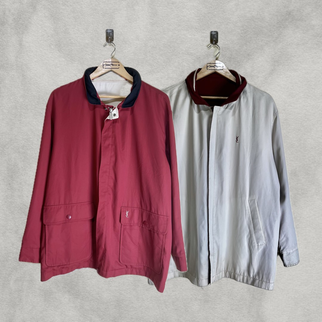 YSL Reversible Harrington Jacket in Cream/Red, Men's Fashion, Coats ...