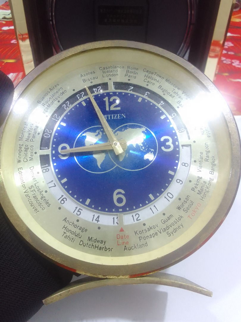 Citizen World Time Table Desk Manual Wind Clock (with alarm function ...
