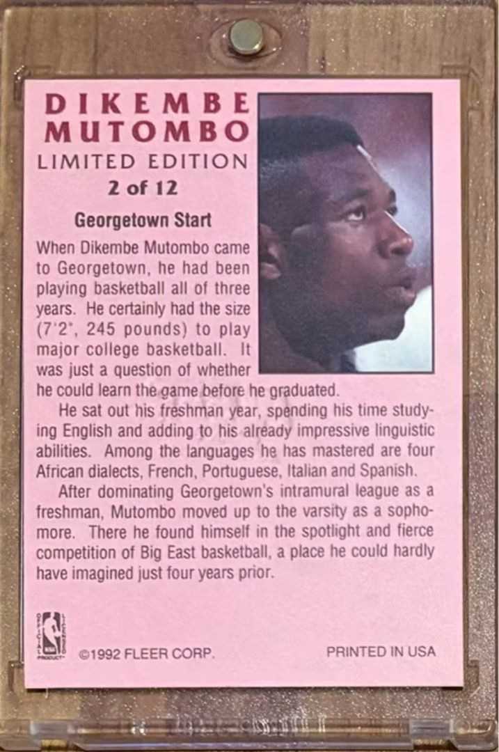 Dikembe Mutombo autograph / auto fleer 1992 not lebron james stephen curry michael jordan kobe ...