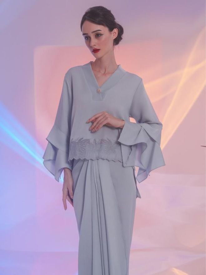 Dplkl Azalea Baju Kurung - Dusty Blue, Women's Fashion, Muslimah ...