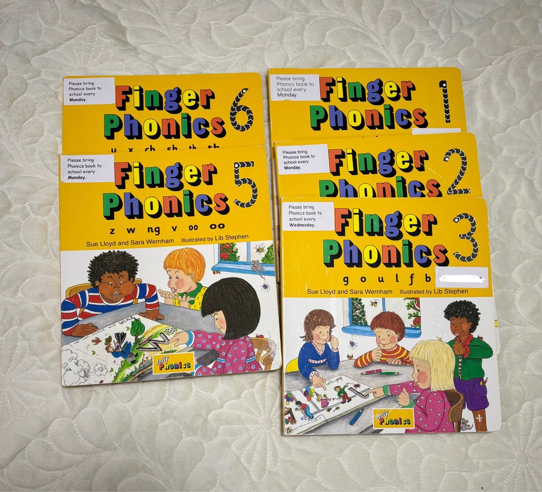 Jolly Phonics Finger Phonics 1/2/3/5/6, 興趣及遊戲, 書本 & 文具, 兒童書籍 - Carousell