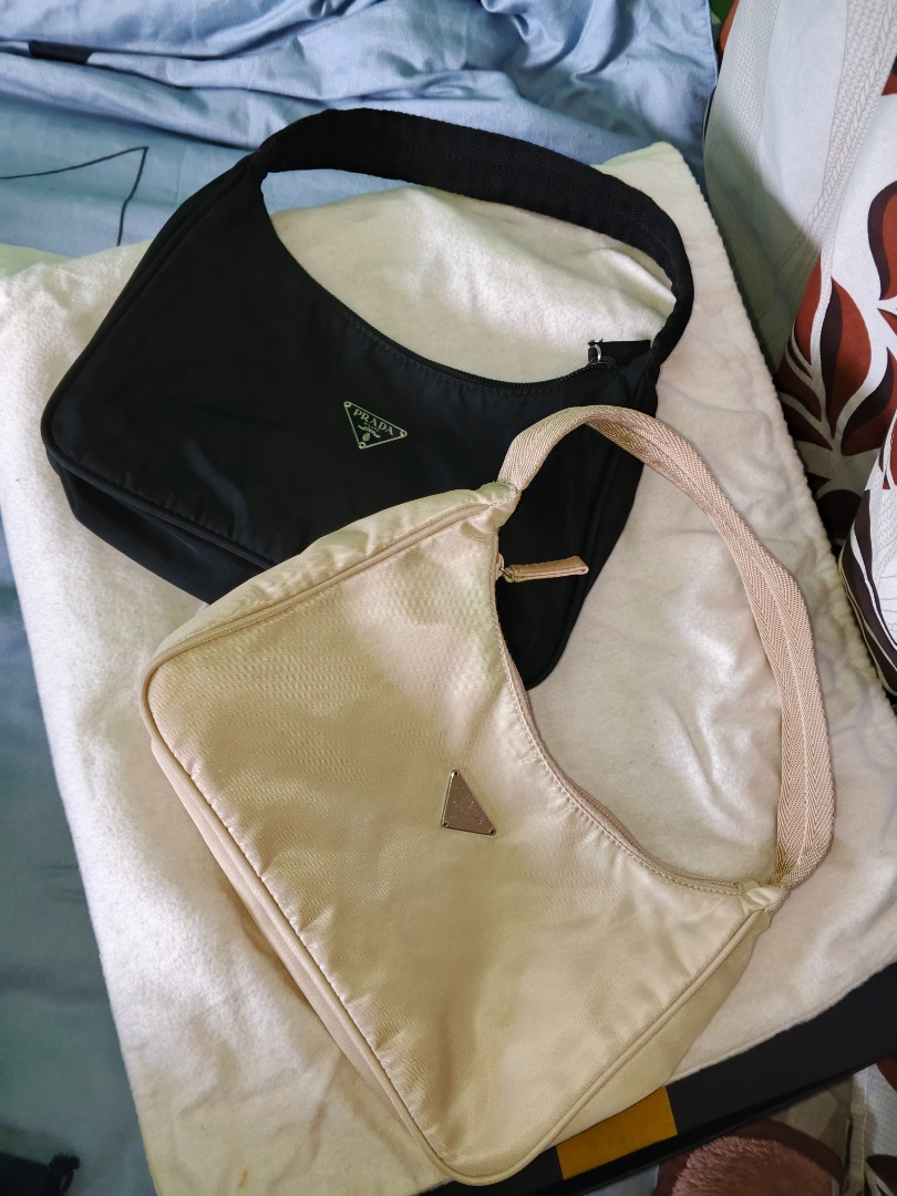 Prada hobo vintage shoulder/kili bag cream color, Women's Fashion, Bags ...