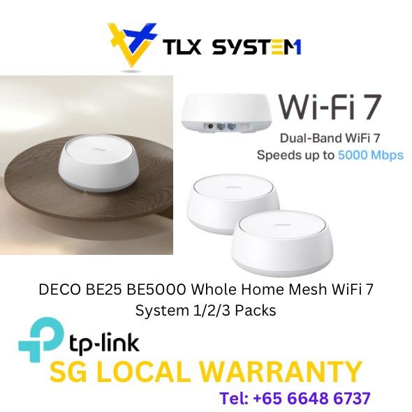 TP-Link DECO BE25 BE5000 Wi-Fi 7 Whole House Mesh System/Backhaul/Access Point 2.5Gbps ...