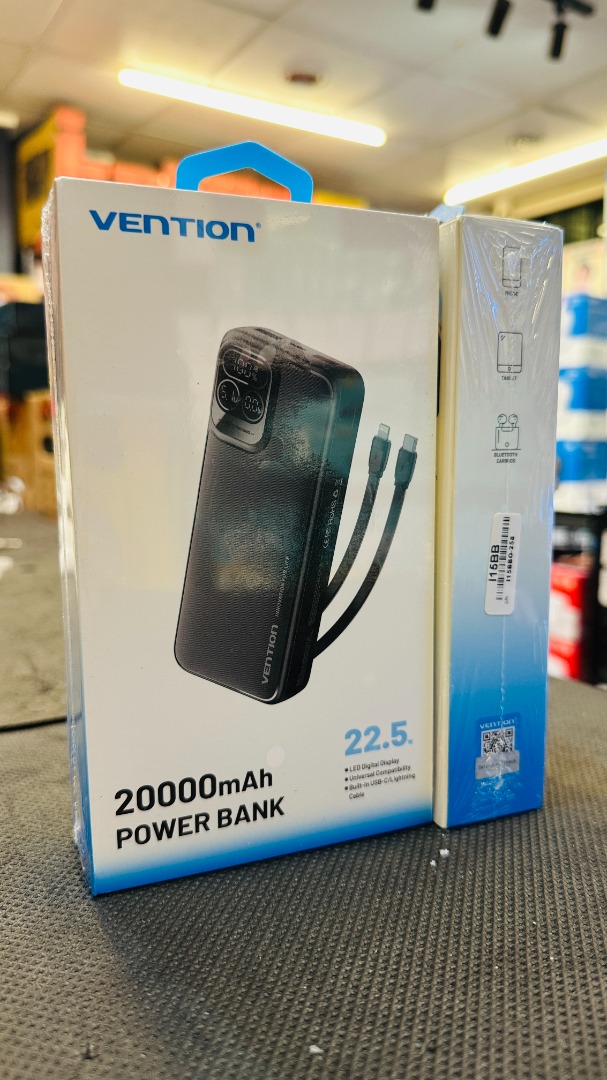 Vention 10000mah 22.5W Powerbank LED Display USB-C USB-A Lightning ...