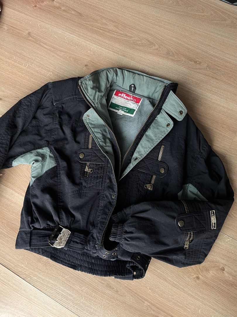 Vintage Ellesse Racing Jacket Boxy Akira Punk Belt Crop, Men's Fashion ...
