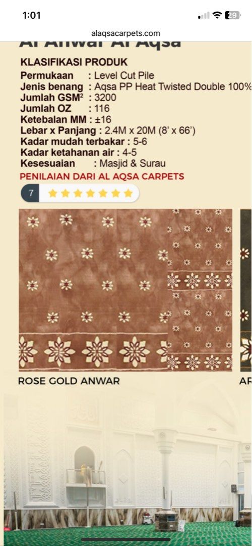Al Aqsa Carpet Customade, Furniture & Home Living, Home Decor, Carpets, Mats & Flooring on Carousell