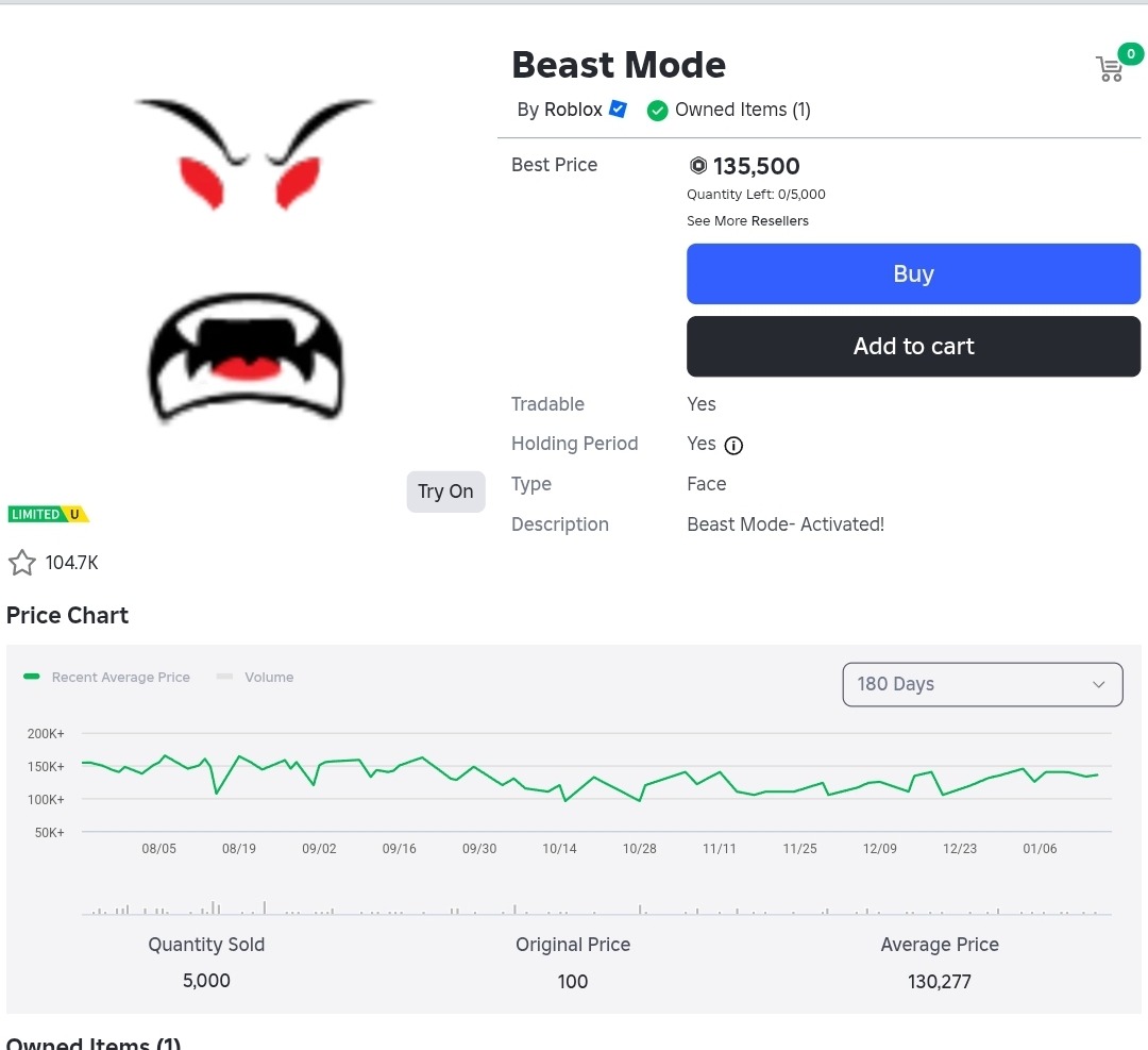 BEAST MODE ROBLOX LIMITED, Video Gaming, Gaming Accessories, In-Game ...