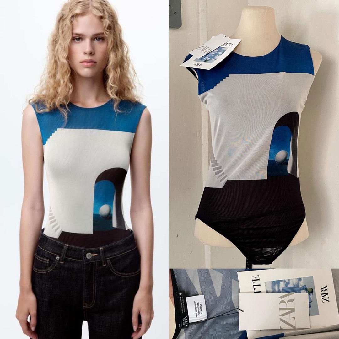 BNWT ZARA x Rene Magritte bodysuit, Women's Fashion, Tops, Others Tops ...