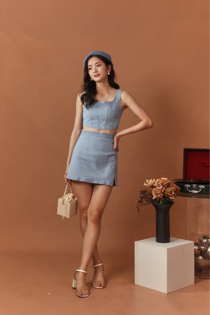 Brand New TLC Label denim set/ denim top/ denim skirt, Women's Fashion ...