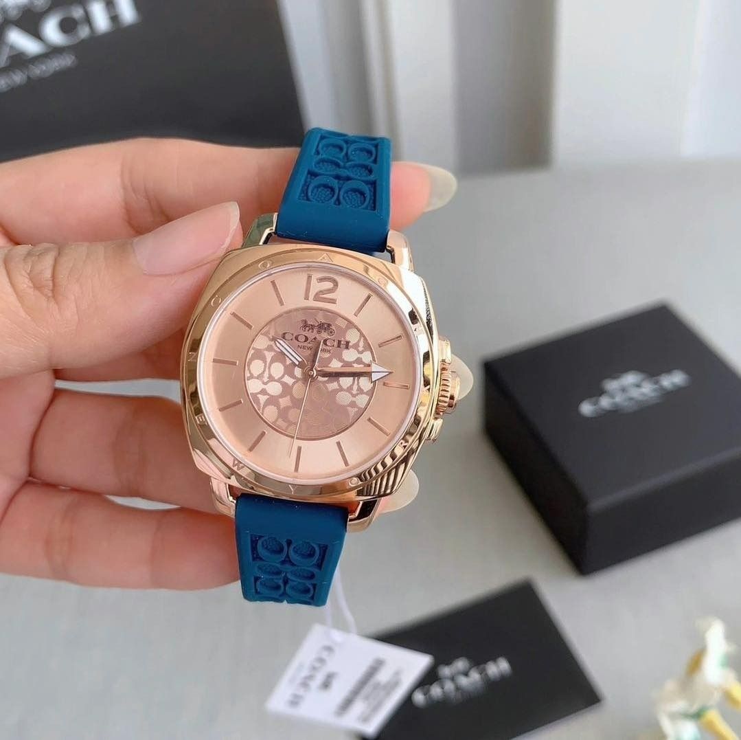 Coach Ladies Watch - Boyfriend Three Hand Watch Rose Gold Stainless ...