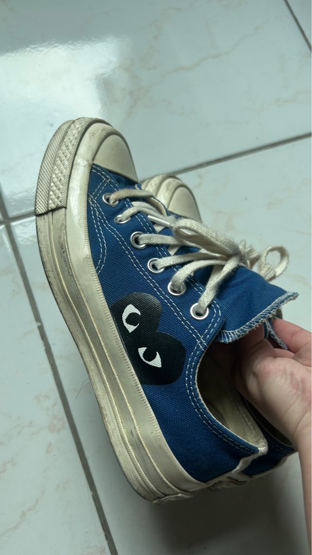 Converse CDG Play low blue, Men's Fashion, Footwear, Sneakers on Carousell