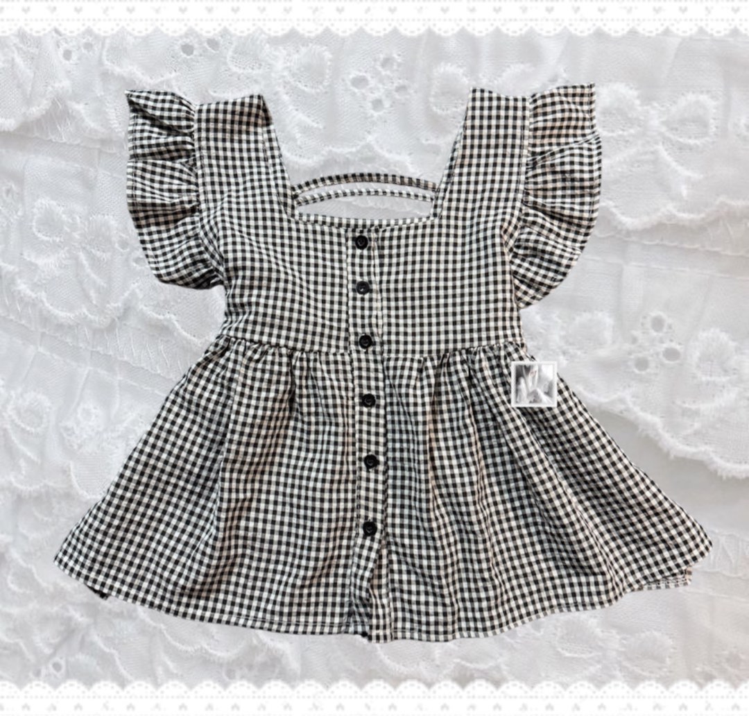 coquette black checkered top aesthetic acubi thrifted preloved, Women's Fashion, Tops, Blouses ...