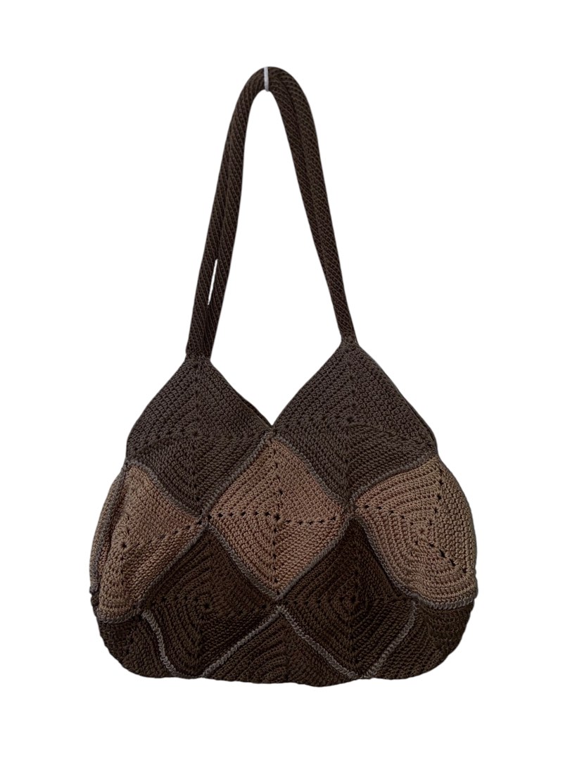 Crochet Brown Shoulder Bag Alternative Alt Y2K, Women's Fashion, Bags ...