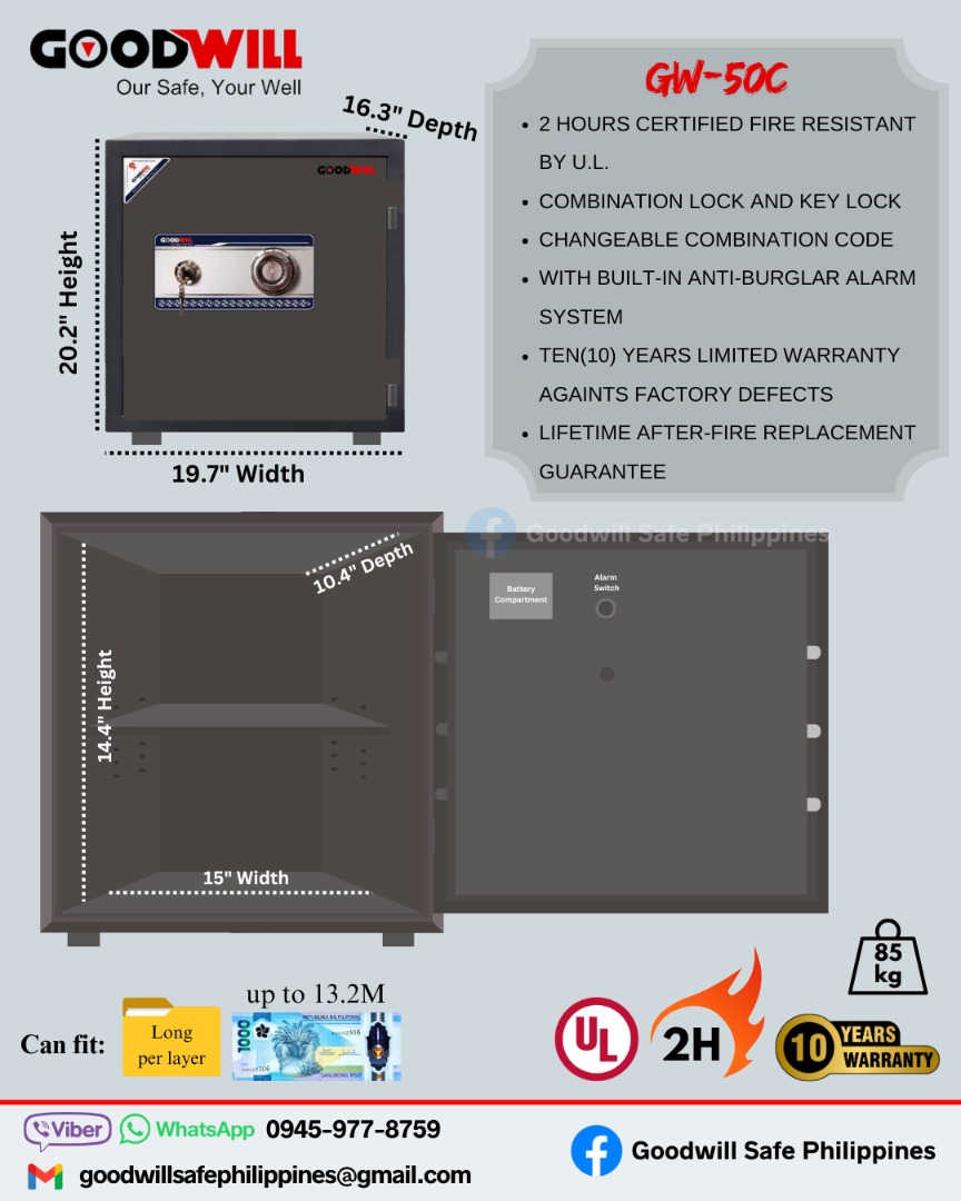 GOODWILL COMBINATION SAFE GW-50C, Furniture & Home Living, Security ...