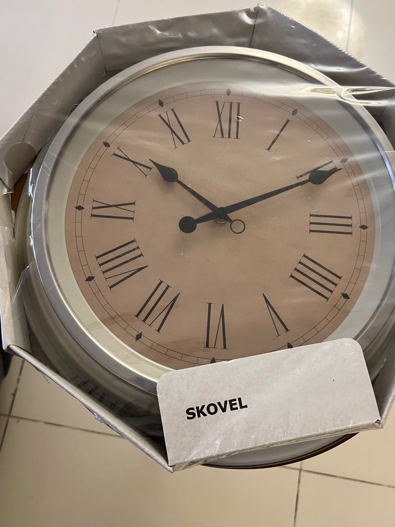 IKEA white vintage big wall clock SKOVEL, Furniture & Home Living, Home Decor, Clocks on Carousell
