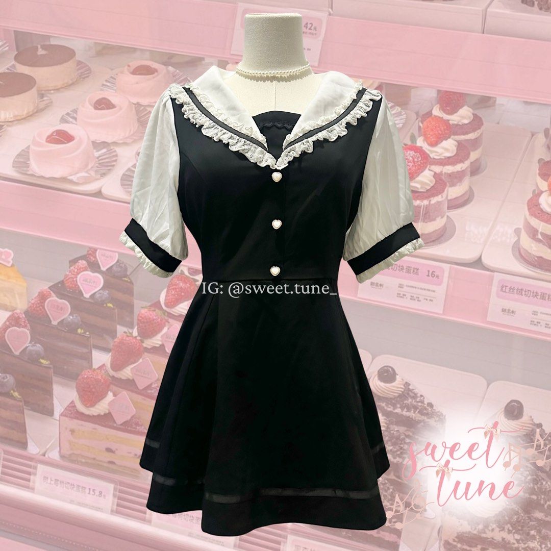 LIZ LISA jirai kei black sailor mini dress/long blouse r3pl1c4 (dark ...