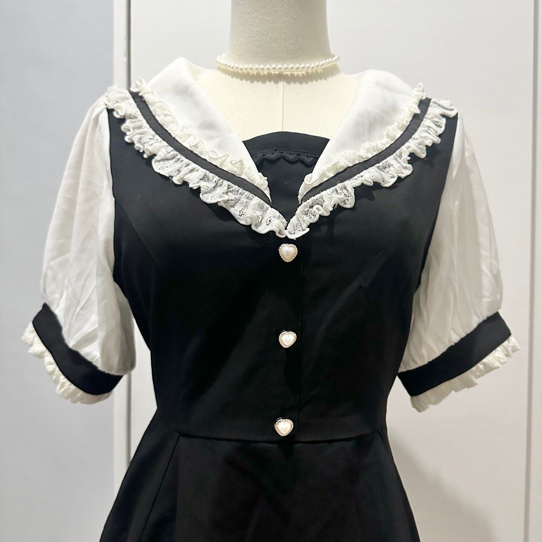 LIZ LISA jirai kei black sailor mini dress/long blouse r3pl1c4 (dark ...