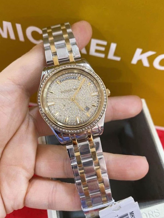 MK FULL GLITZ DIAL TWO TONE AUTHENTIC WATCH, Women's Fashion, Watches ...