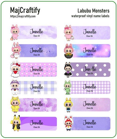 Name Stickers Labubu Name Label Customised Sticker, Hobbies & Toys ...