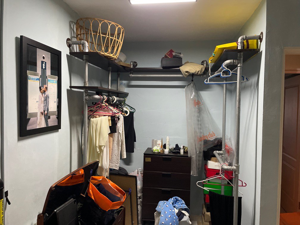 HDB Open concept wardrobe storage shelves no ikea clothes rack ...