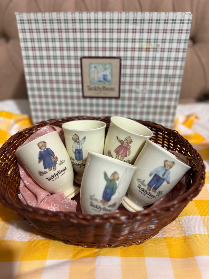 Teddy Bear Ceramic footed mug set, Furniture & Home Living, Kitchenware ...