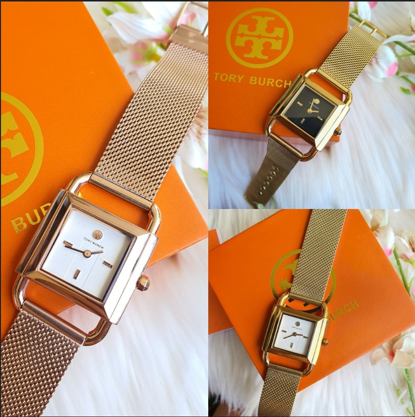 Tory Burch Ladies Watch - Phipps Three-Hand Square Watch with Mesh ...