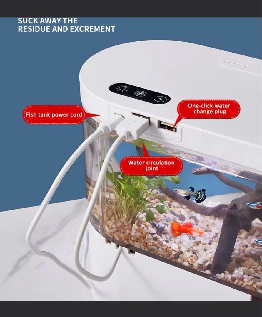 USB Betta Fish Tank Mini Desk Aquarium for Betta Fish & Guppies/ Mini ...