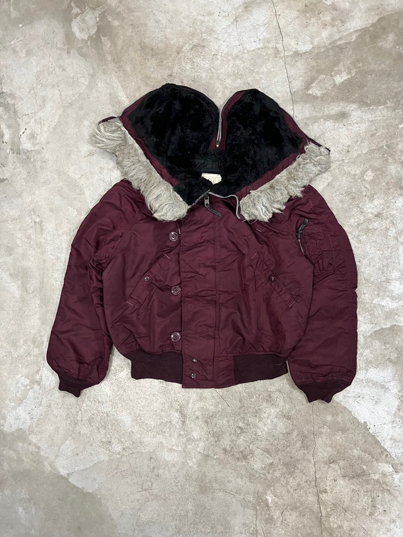 Vintage Alpha Industries N-2B Fur Split Hood Avant Garde Bomber Jacket ...