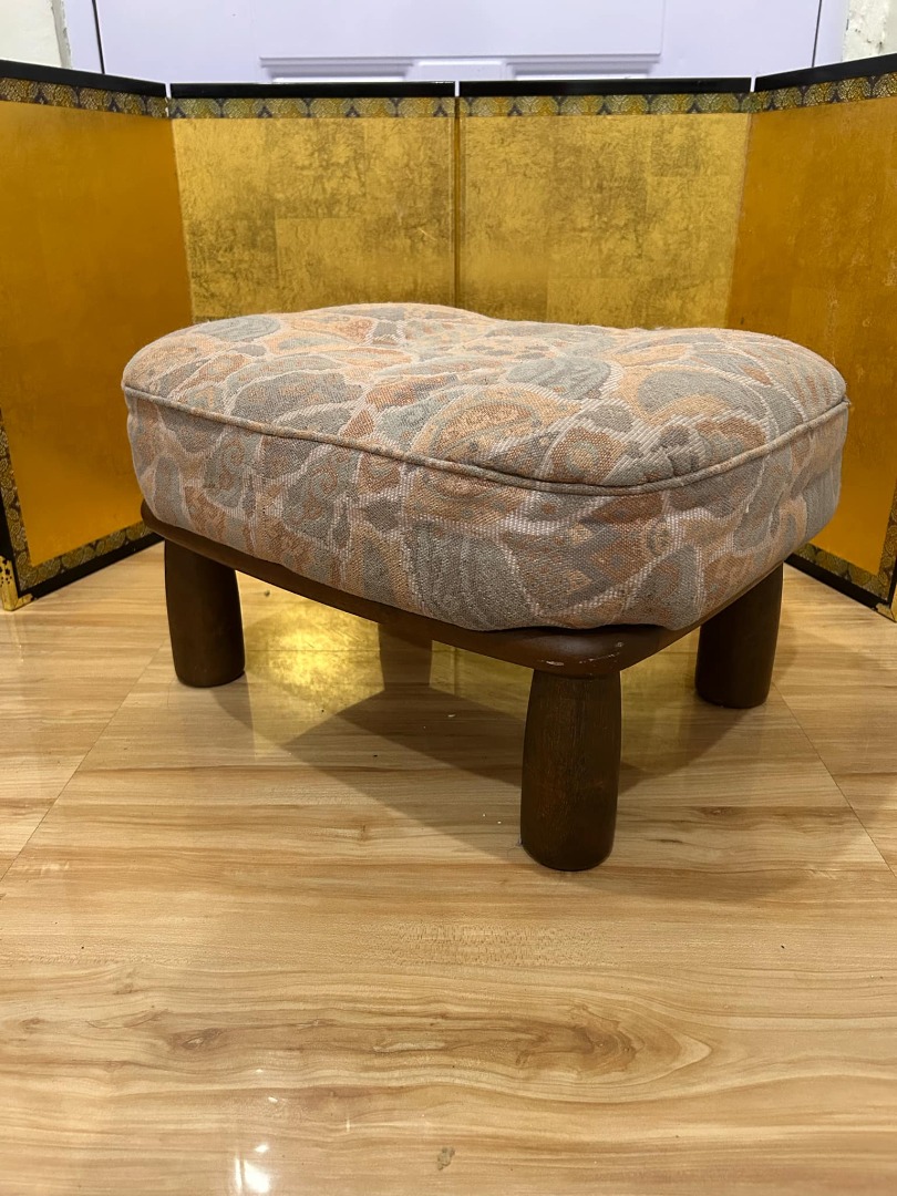 Vintage Japanese Low Table Ottoman with Upholstered Cushion, Furniture ...
