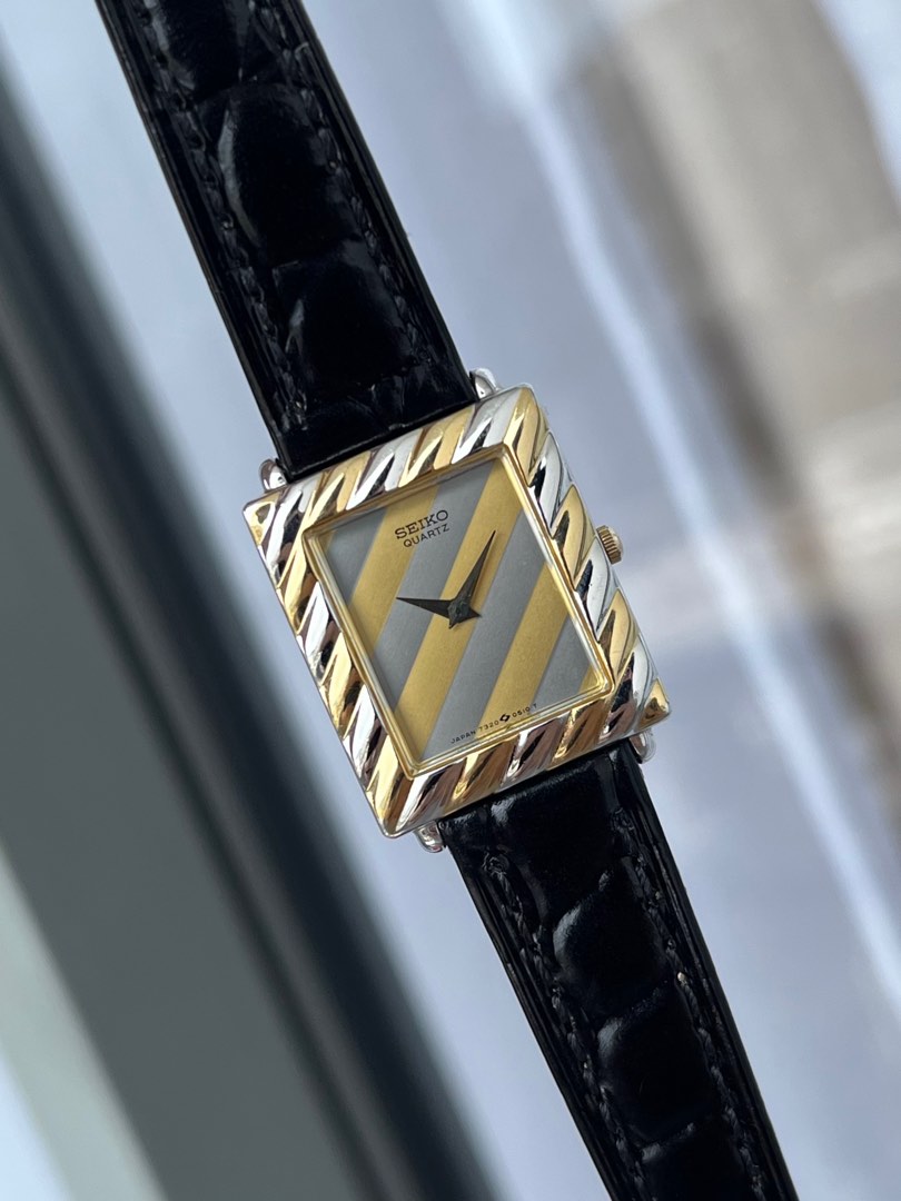 vintage seiko tank two-tone twisted rope bezel art deco quartz, Women's ...