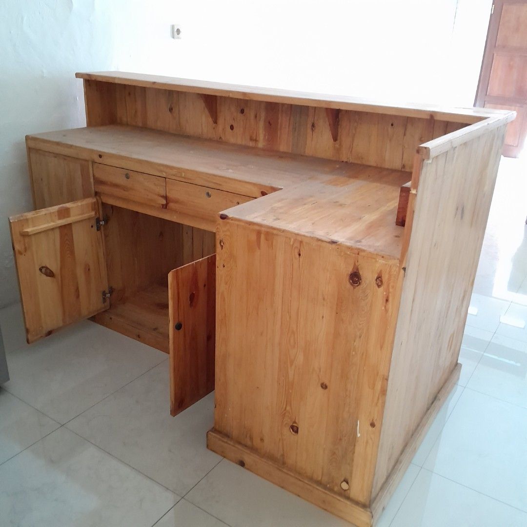 Meja Bar Besar Booth Kayu Jati Belanda Asli / Booth Cafe / Booth Usaha ...