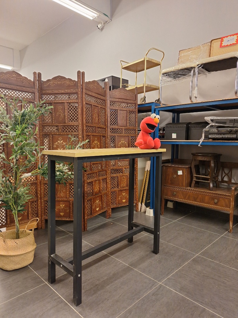 Dante Birch Wooden Steel Frame Bar Table | Meja Bar Rangka Besi Kayu ...