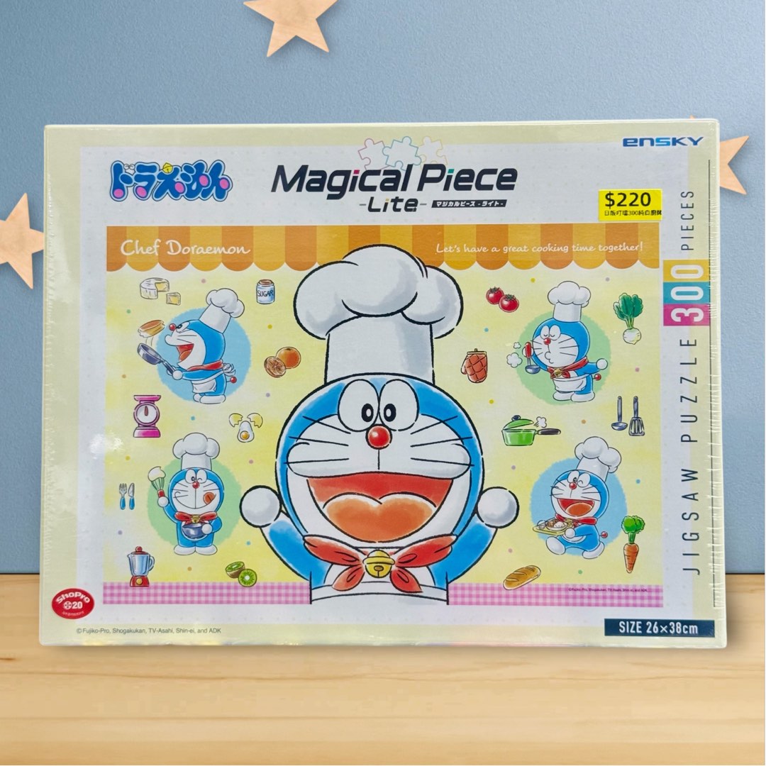 全新日版Ensky Doraemon 叮噹多啦A夢 Chef 廚師 砌圖 300塊Magical Piece Lite 純白環保植物膠砌圖 ...