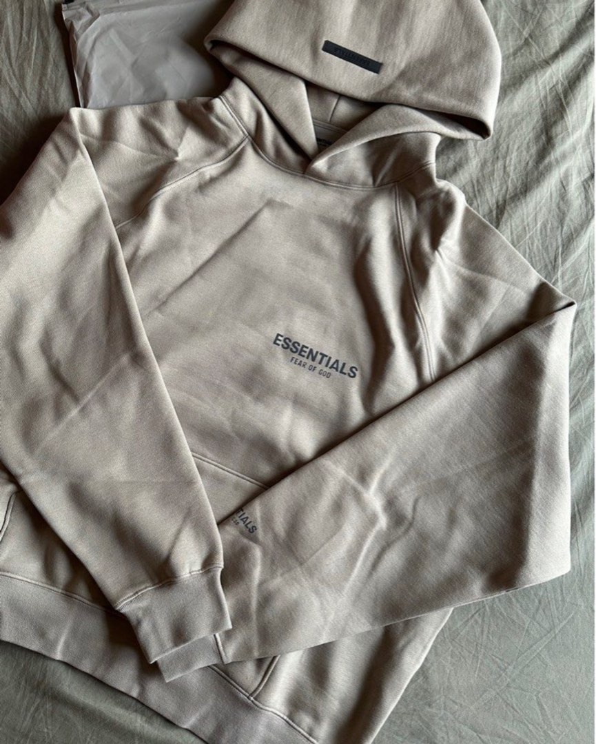 Essentials front logo hoodie tan, Men's Fashion, Coats, Jackets and ...