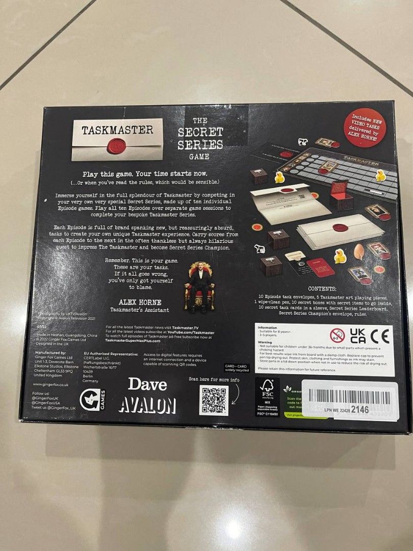 Ginger Fox Taskmaster Secret Series Board Game | Special Edition | Ultimate Family Fun ...