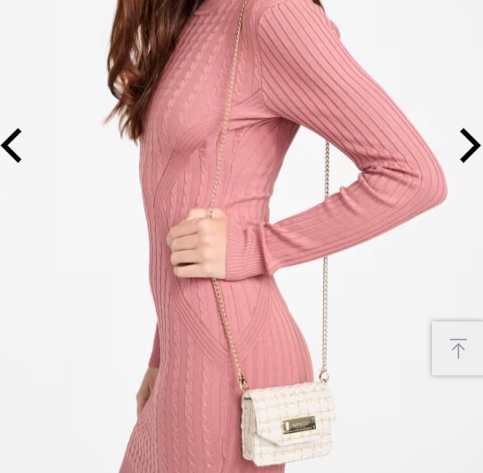 GUESS wallet on chain tweed WHITE, Women's Fashion, Bags & Wallets ...