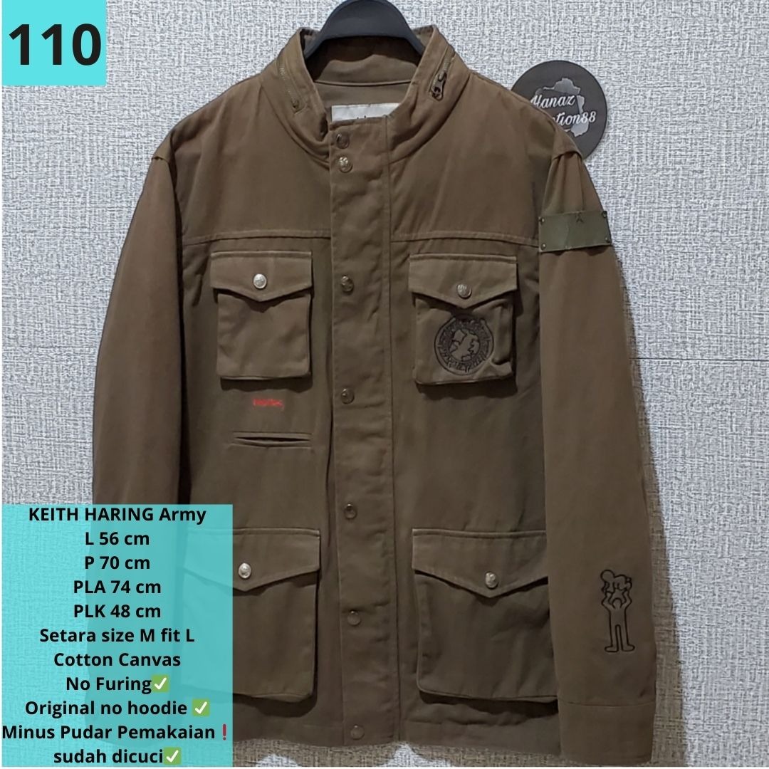 KEITH HARING Parka Army, Fesyen Pria, Pakaian , Baju Luaran di Carousell