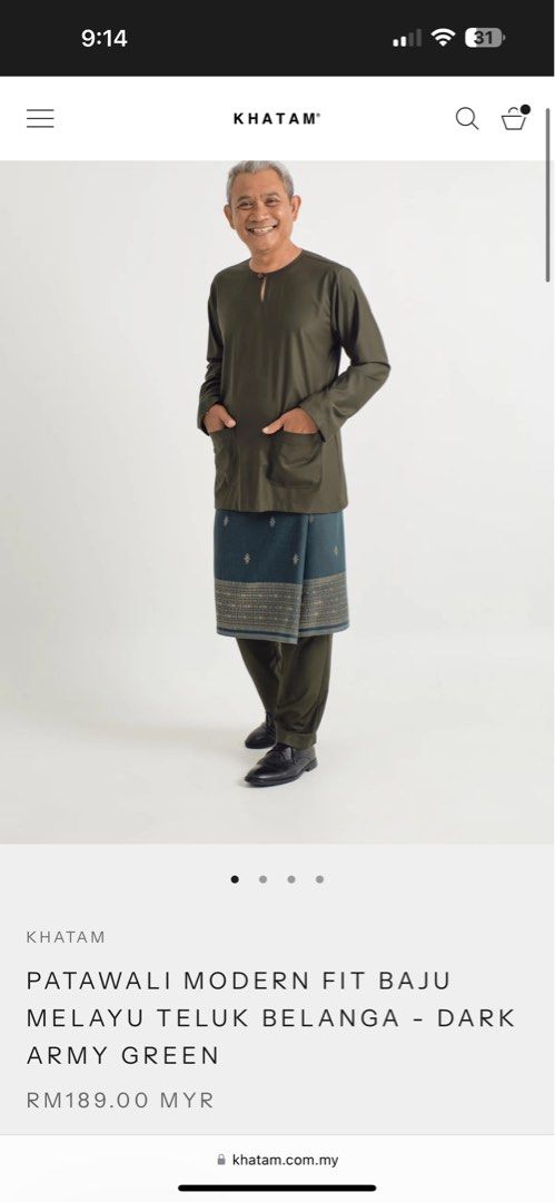 KHATAM PATAWALI MODERN FIT BAJU MELAYU TELUK BELANGA - DARK ARMY GREEN ...