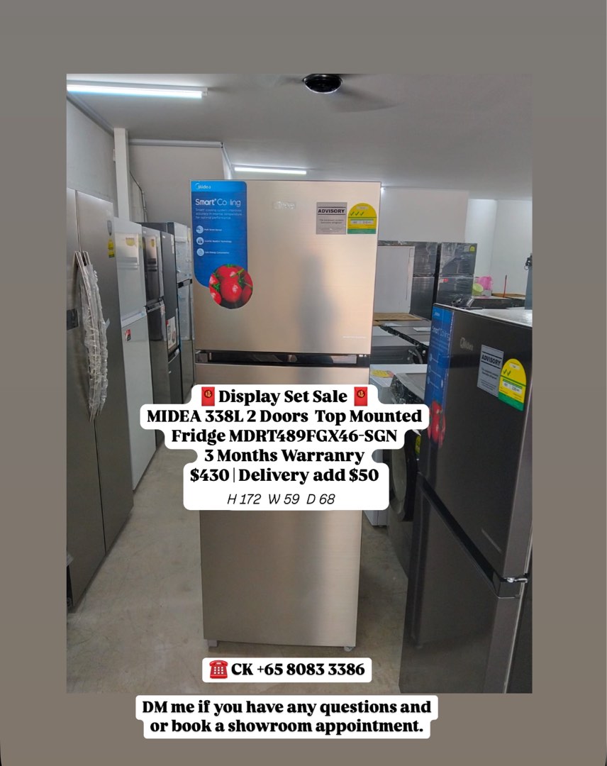 MIDEA 338L 2 Doors Top Mounted Fridge MDRT489FGX46-SGN Display Set Not ...