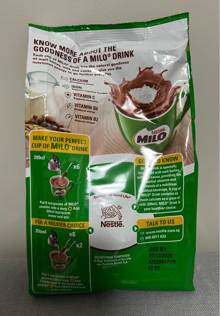 Milo Powder Refill Pack 900g Made in SG, Food & Drinks, Beverages on ...