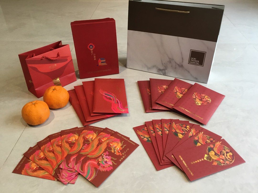 OCBC Premier Bank Set 2025 & Dragon Yr CNY Ang Pow Red Packet Hong Bao ...