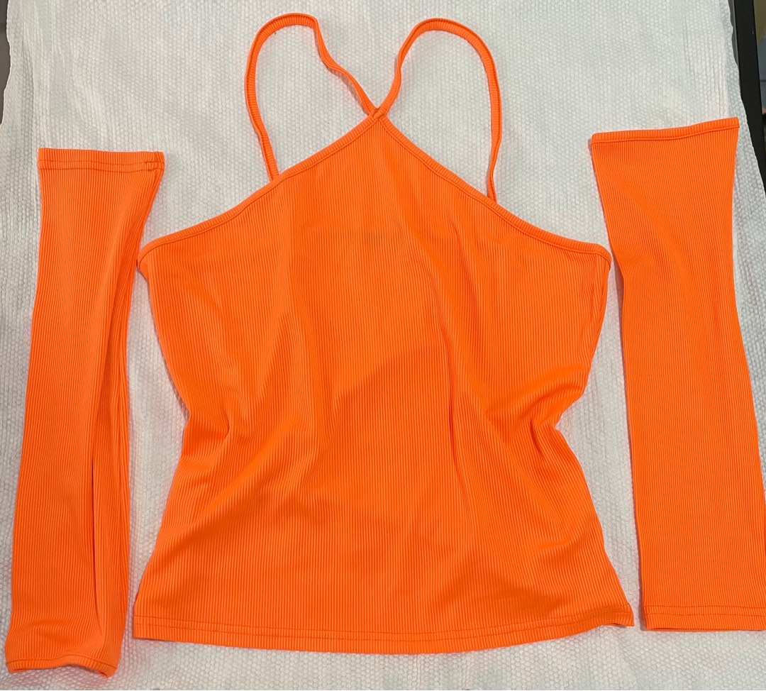 y2k orange halter top, Women's Fashion, Tops, Sleeveless on Carousell