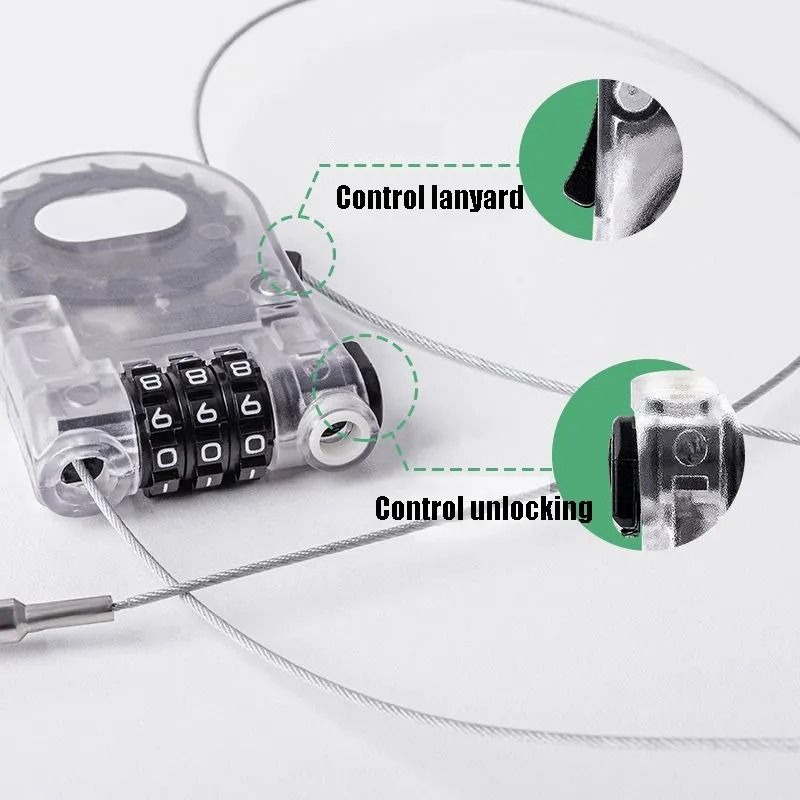 Retractable Steel Cable Lock (Multi-purpose) - Mini Anti Theft Cable ...