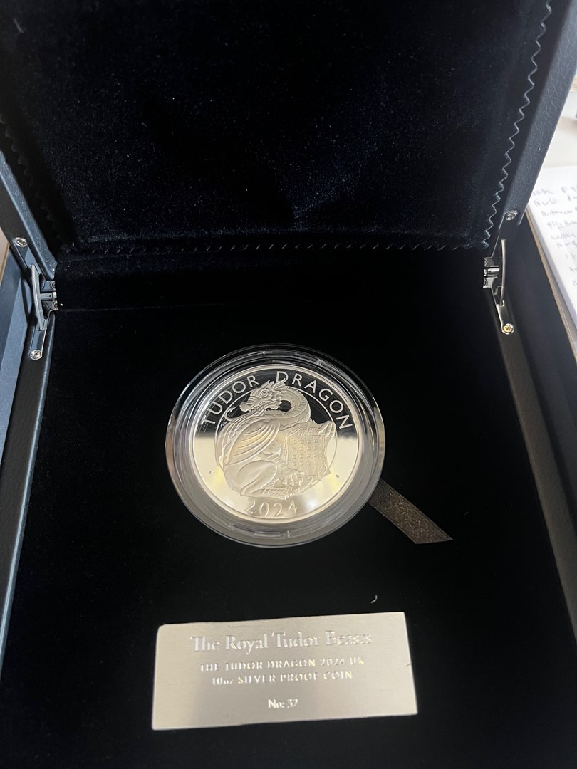 The Royal Tudor Beast The Tudor Dragon 2024 UK 10 Oz Silver Proof Coin ...