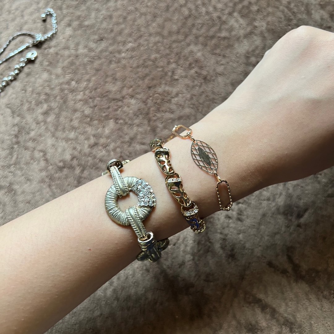Authentic rare japan vintage bracelet chunky / dainty two toned gold ...