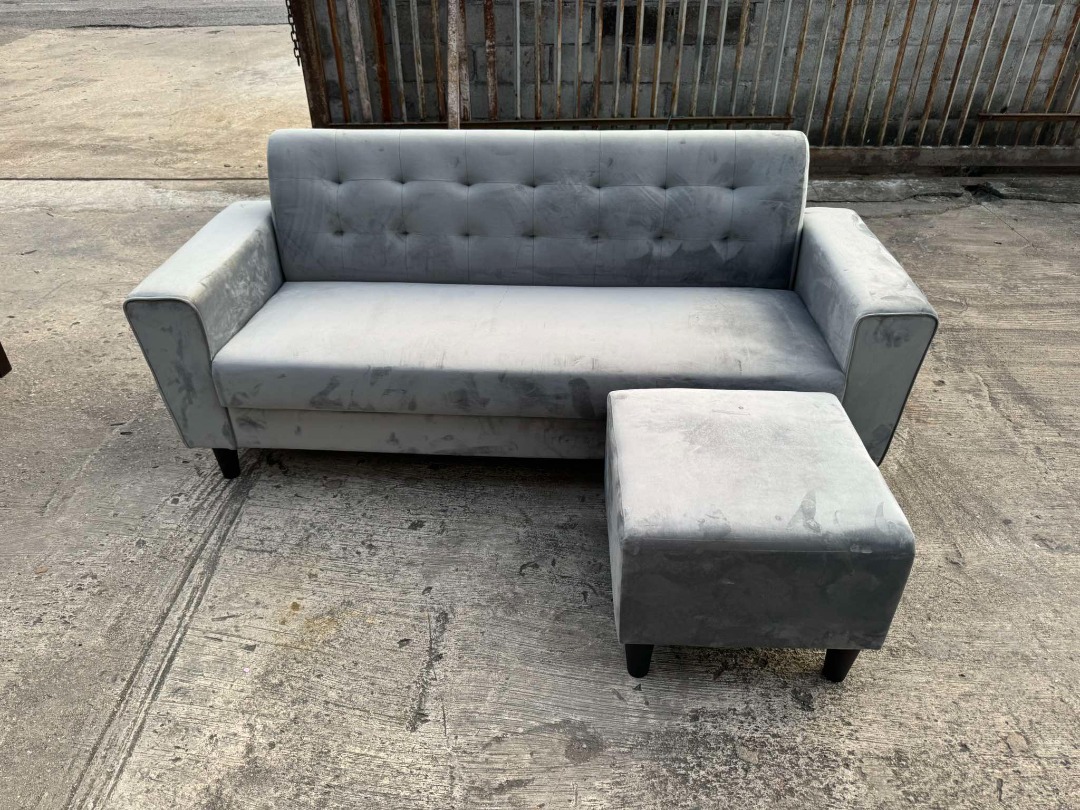 Baldu Velvet Fabric Sofa L 3 Seater, Furniture & Home Living, Furniture ...