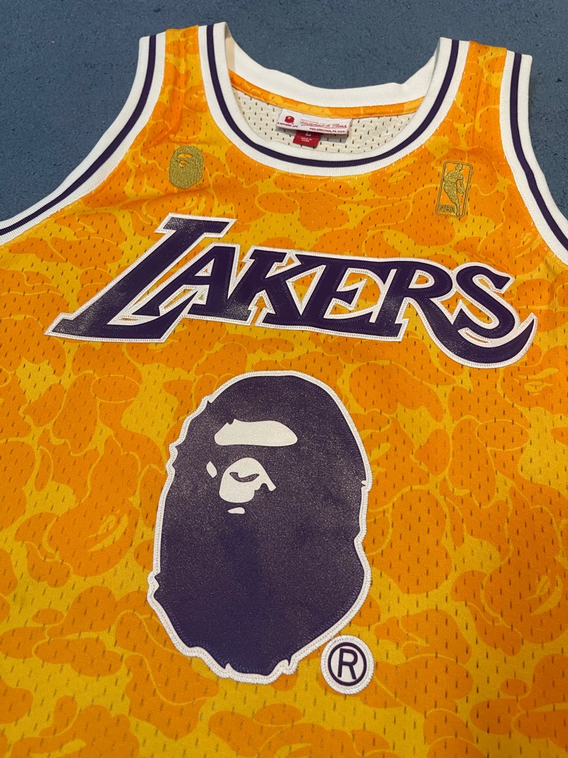 Bape x Mitchell & Ness Lakers ABC Basketball Authentic Jersey, Men's ...